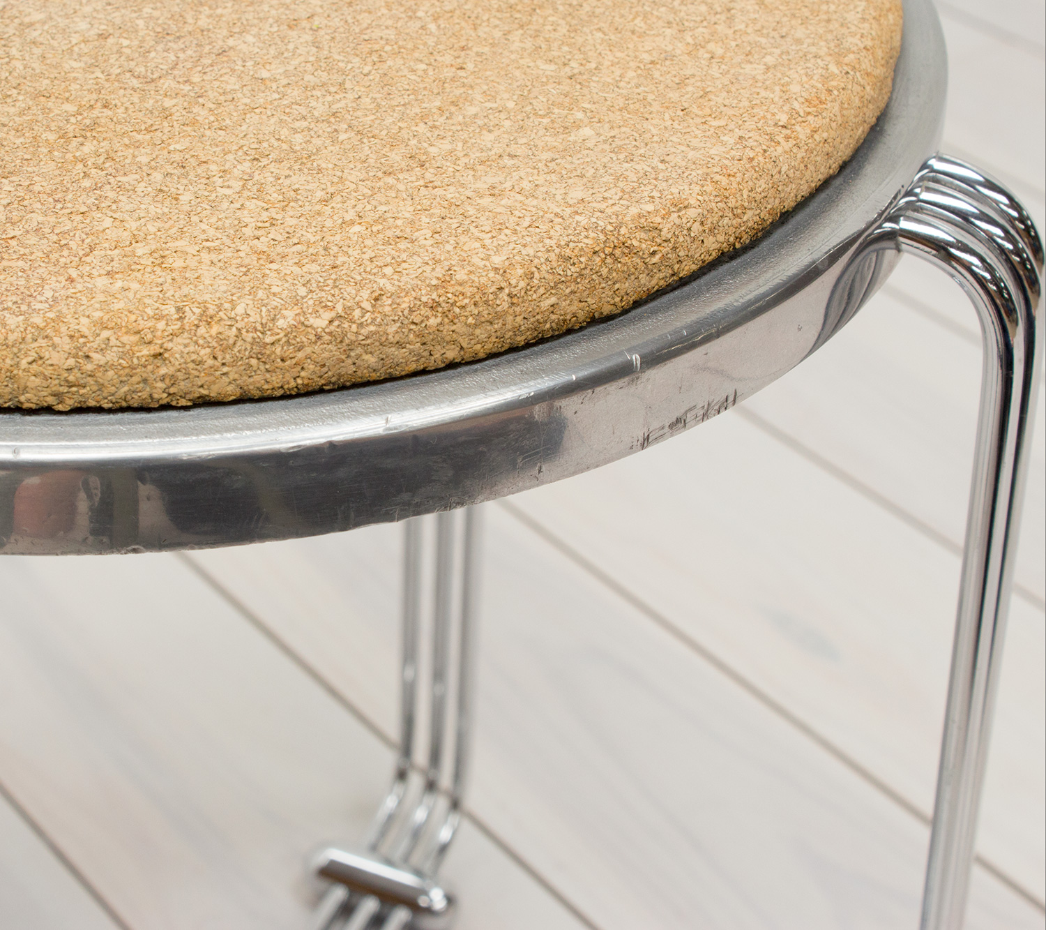 Alpax Art Deco Chrome and Cork Stool - Arc Furniture